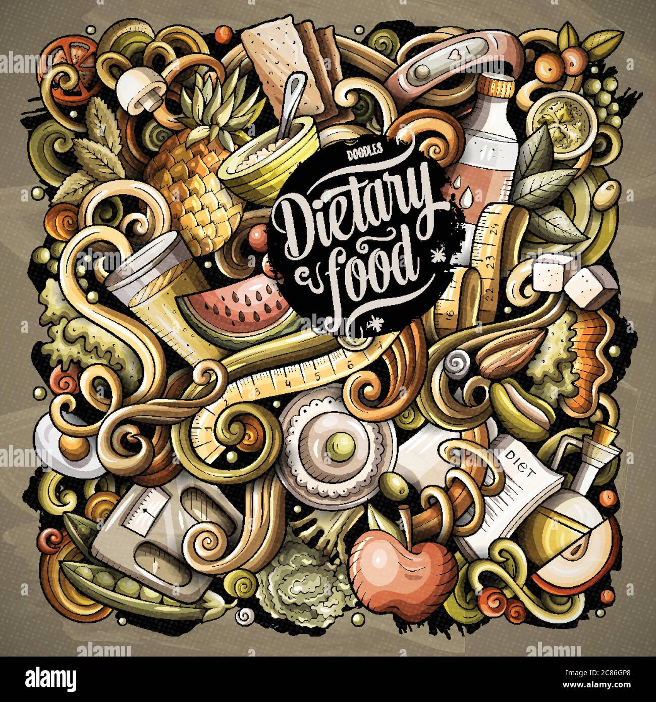 Cartoon vector doodles Diet food illustration Stock Vector Image & Art ...