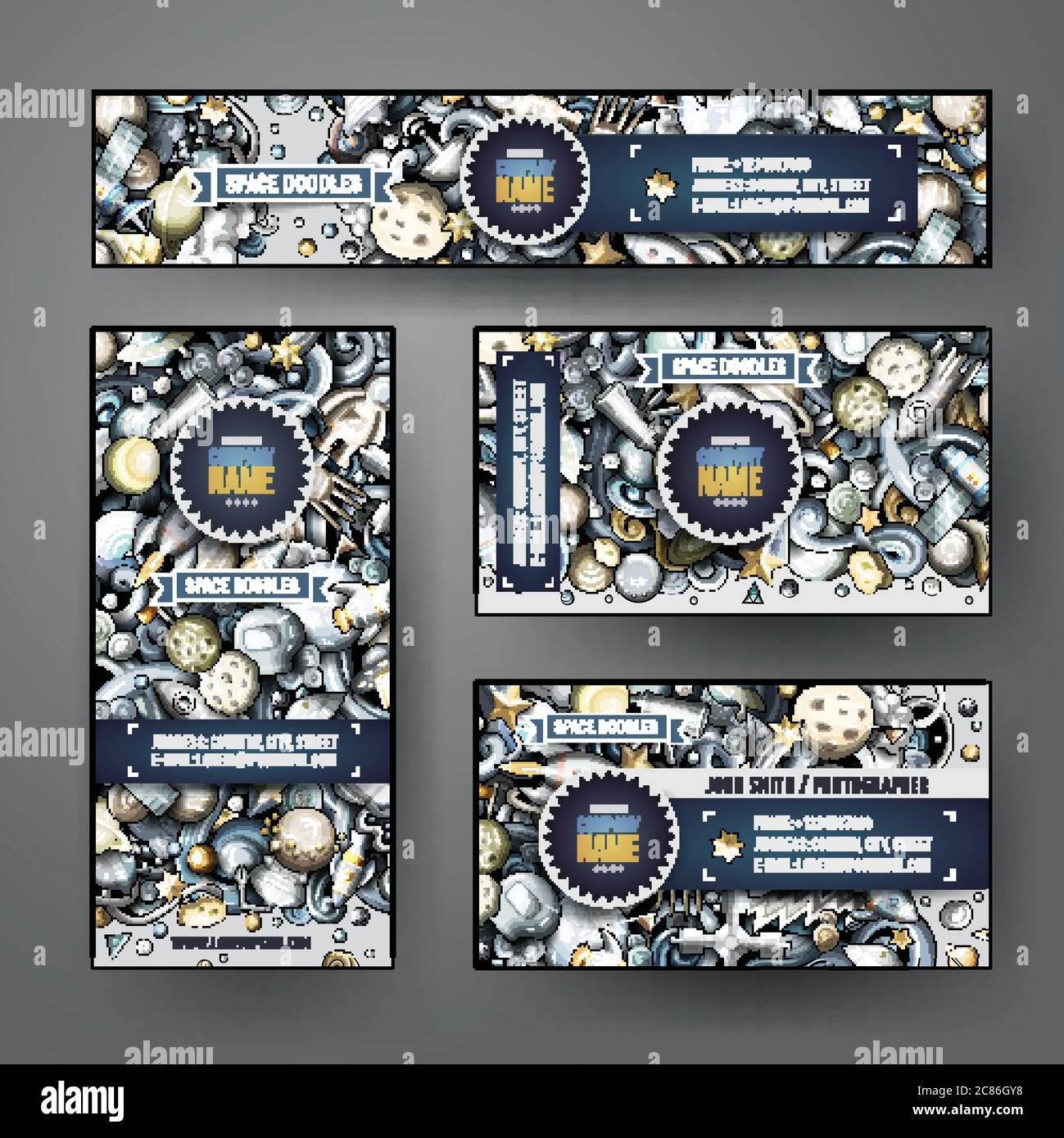 Corporate Identity vector templates set design with doodles hand drawn ...