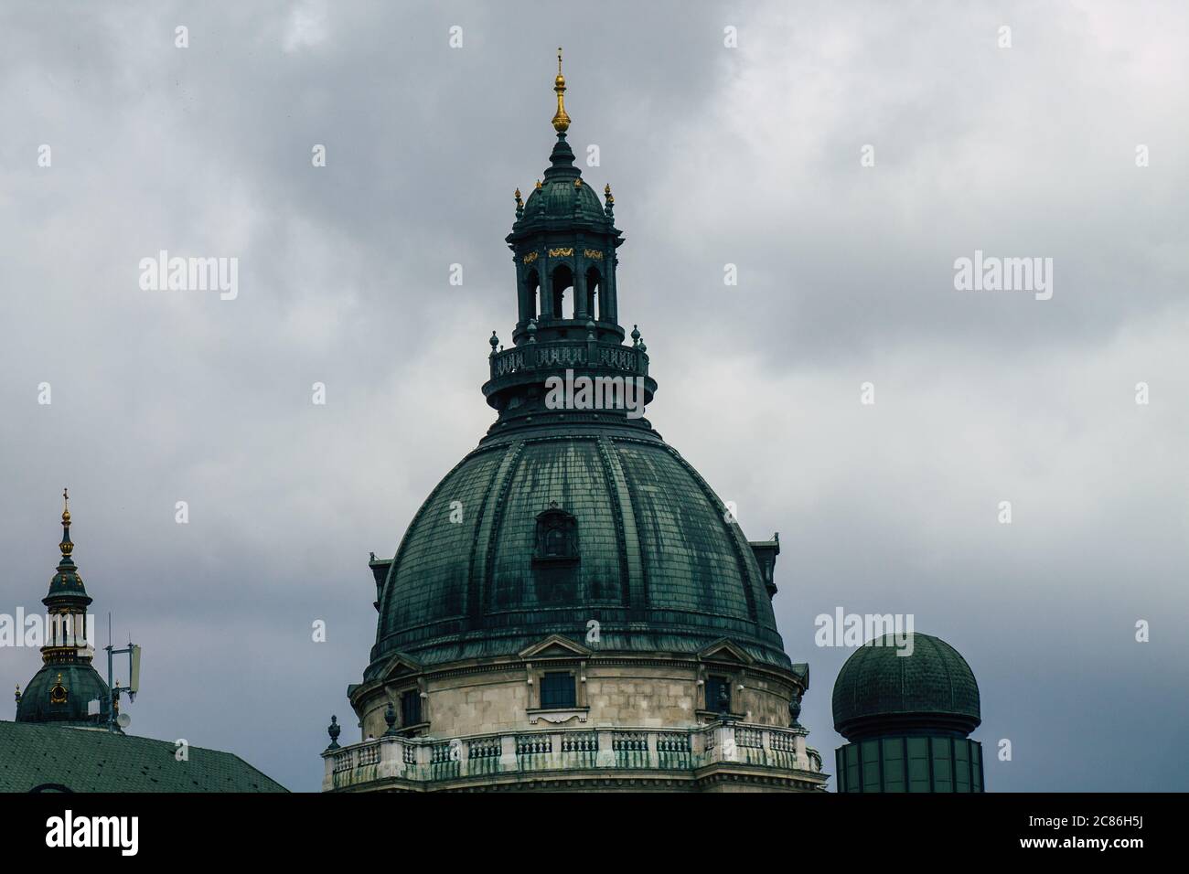 Budapest Hungary july 20, 2020 View of the facade of a Christian church ...