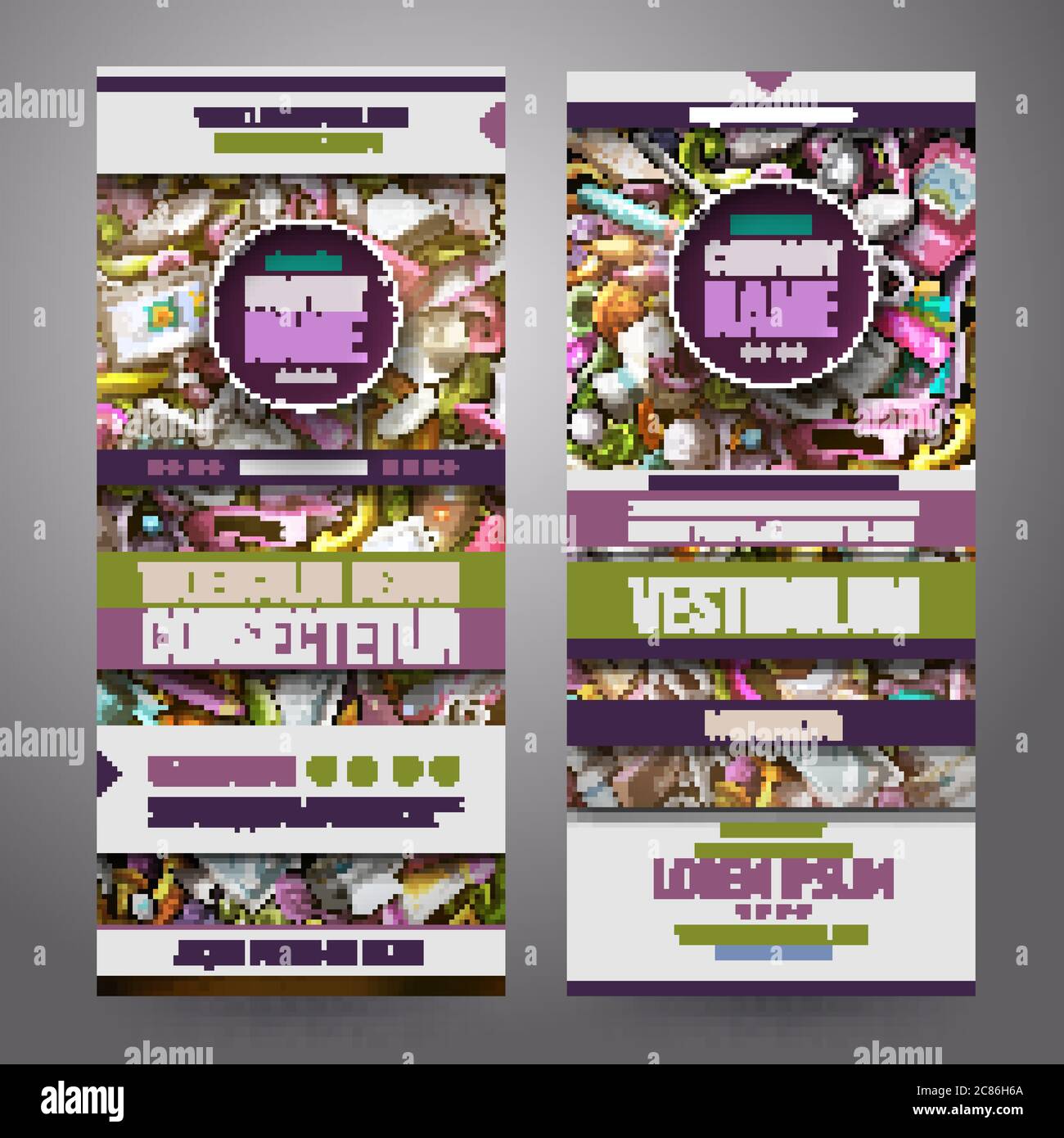 Cartoon cute colorful vector hand drawn doodles Designer banners design ...