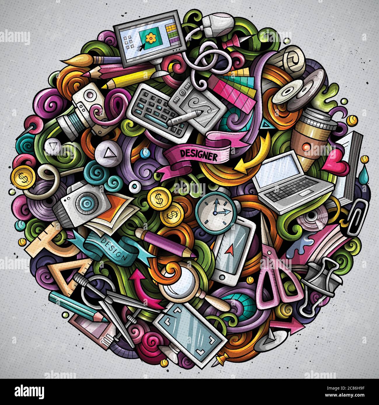 Cartoon vector doodles Art and Design illustration Stock Vector Image ...