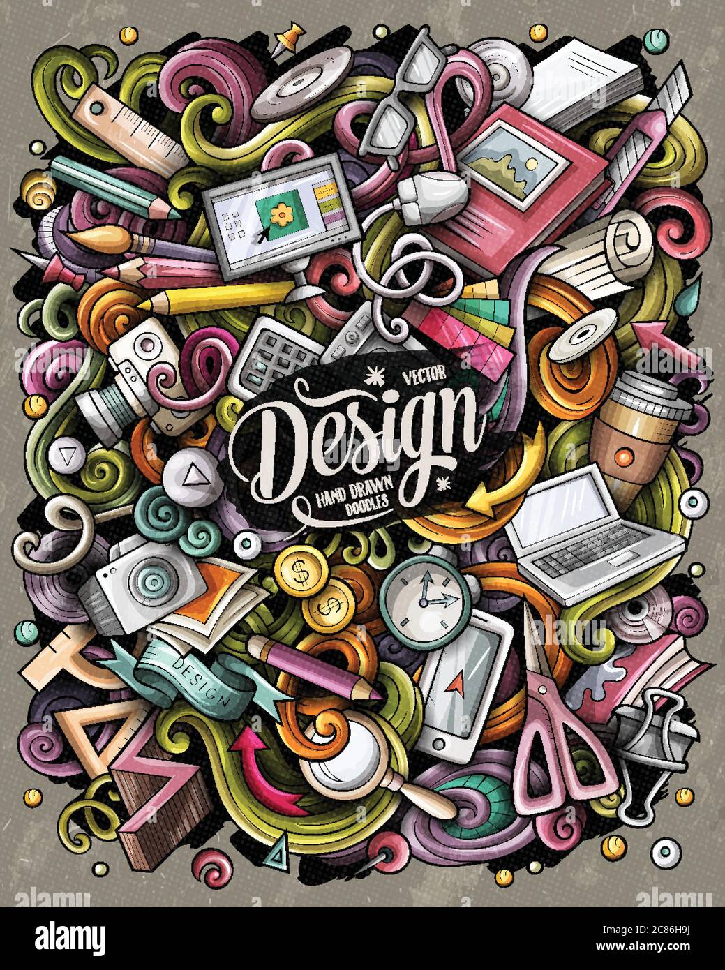 Cartoon vector doodles Art and Design illustration Stock Vector Image ...