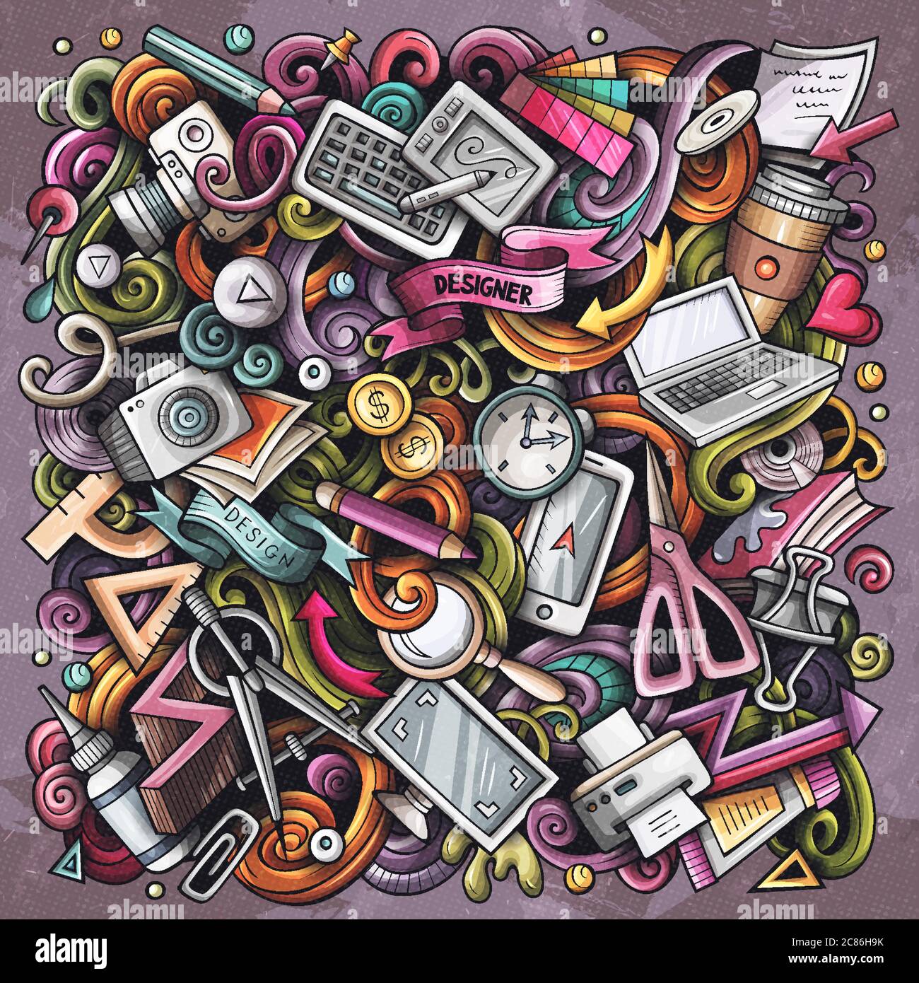 Cartoon vector doodles Art and Design illustration Stock Vector Image ...