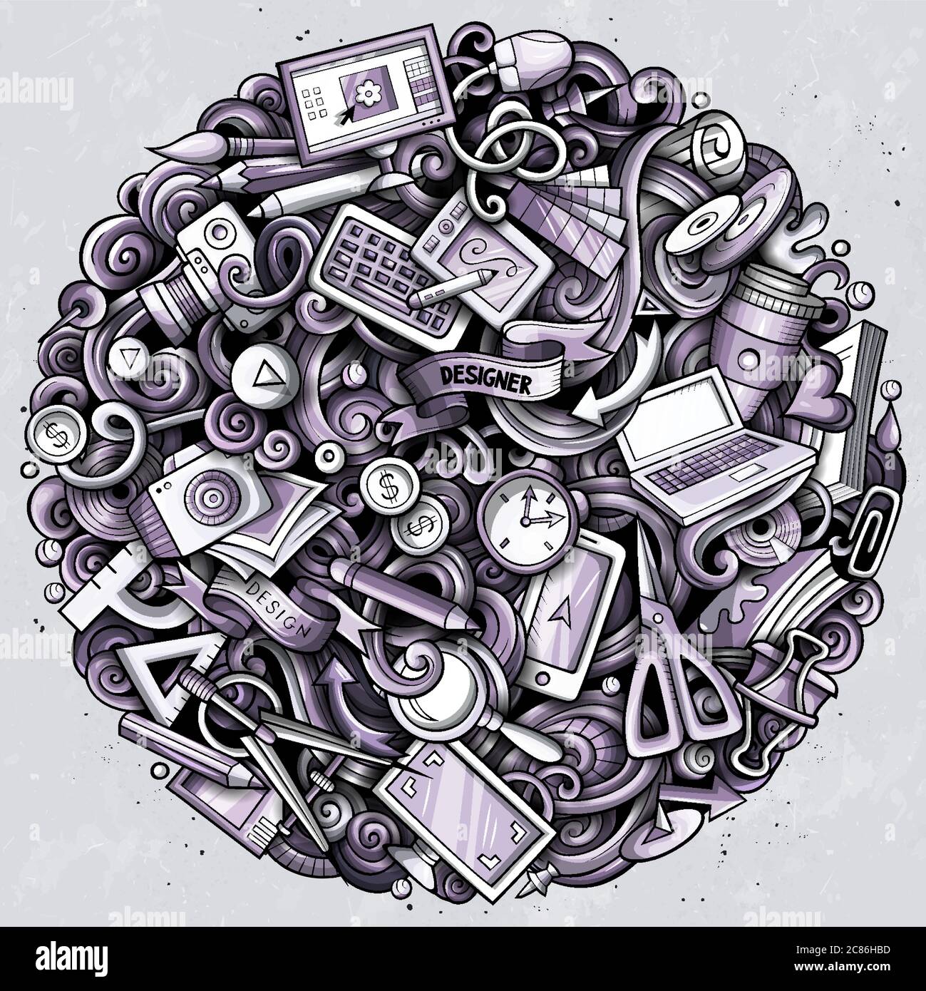 Cartoon vector doodles Art and Design illustration Stock Vector Image ...