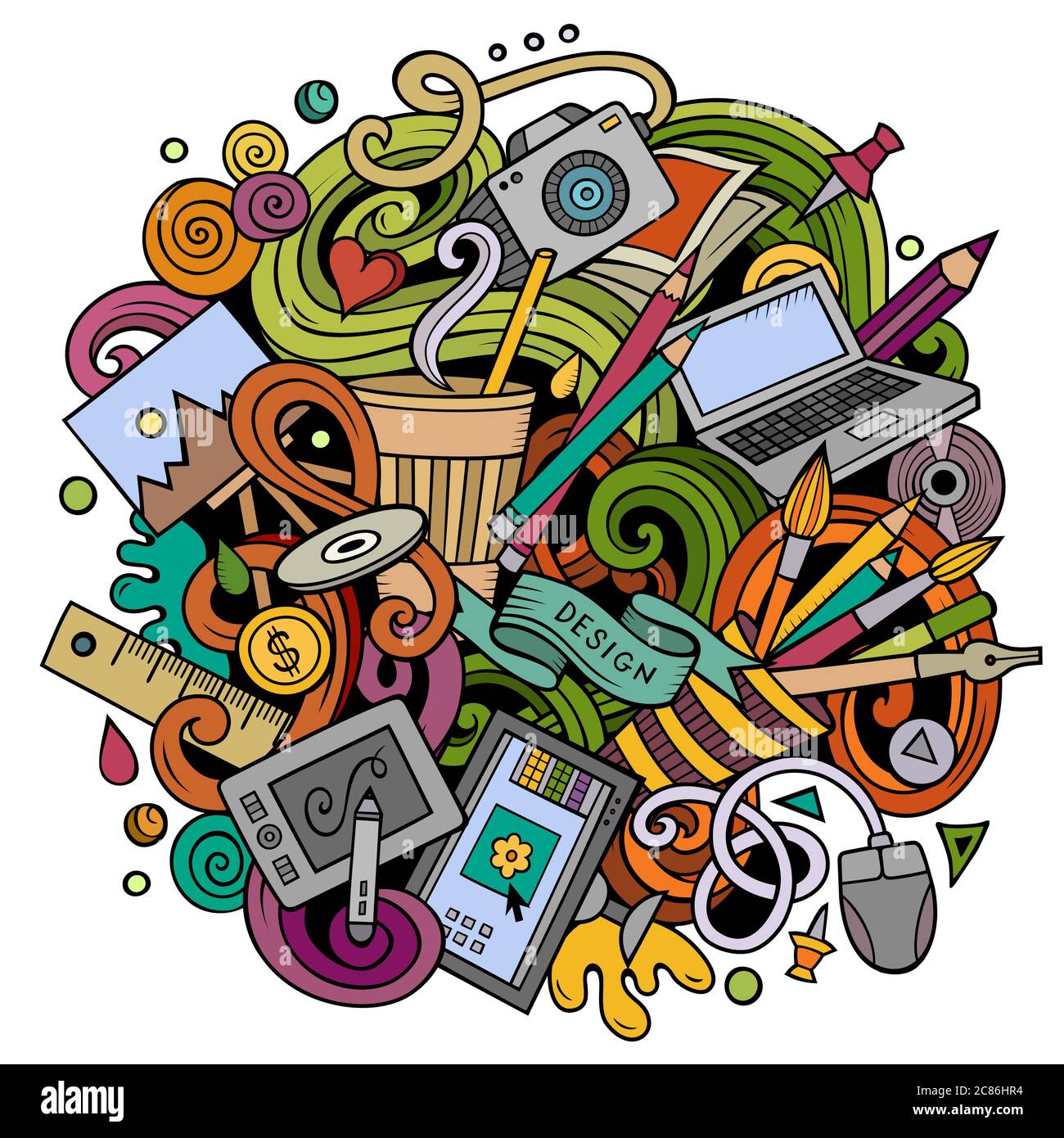 Cartoon vector doodles Art and Design illustration Stock Vector Image ...