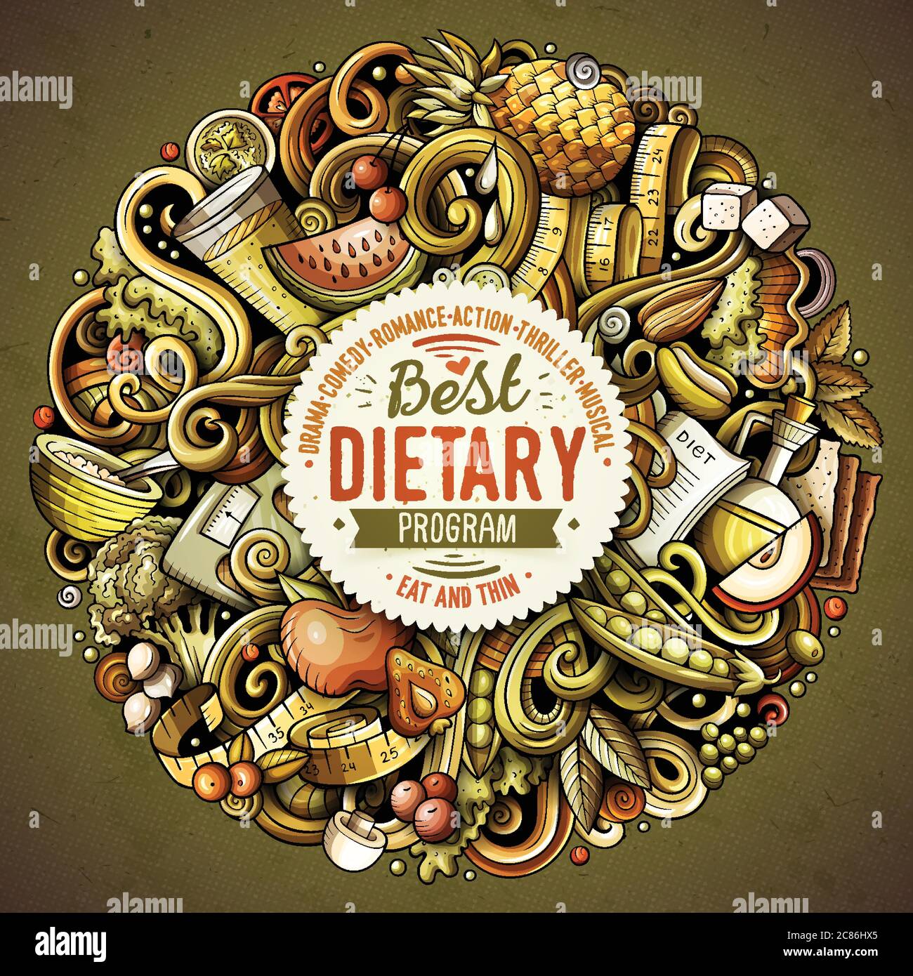 Cartoon vector doodles Diet food illustration Stock Vector Image & Art ...