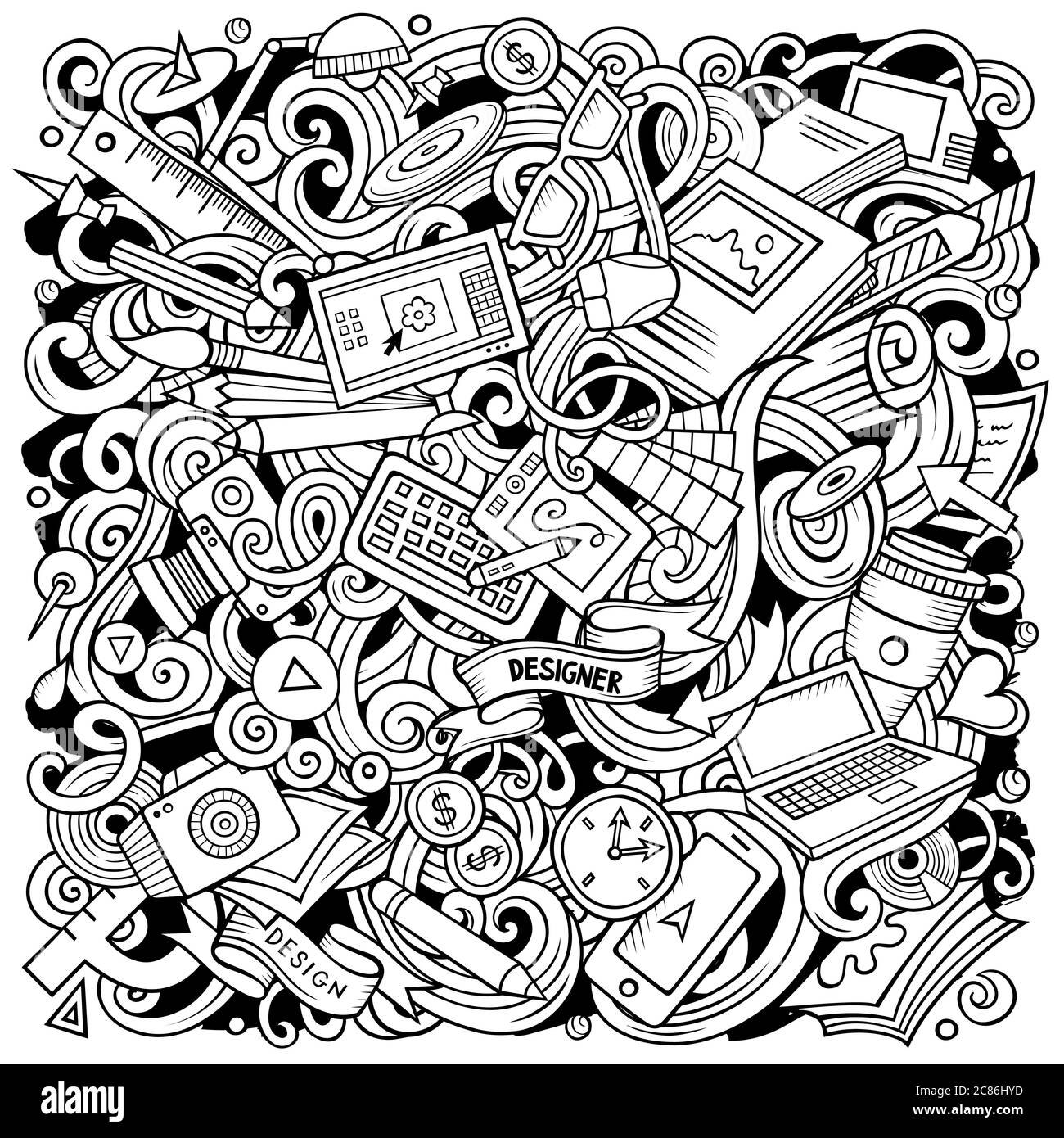 Cartoon vector doodles Art and Design illustration Stock Vector Image ...