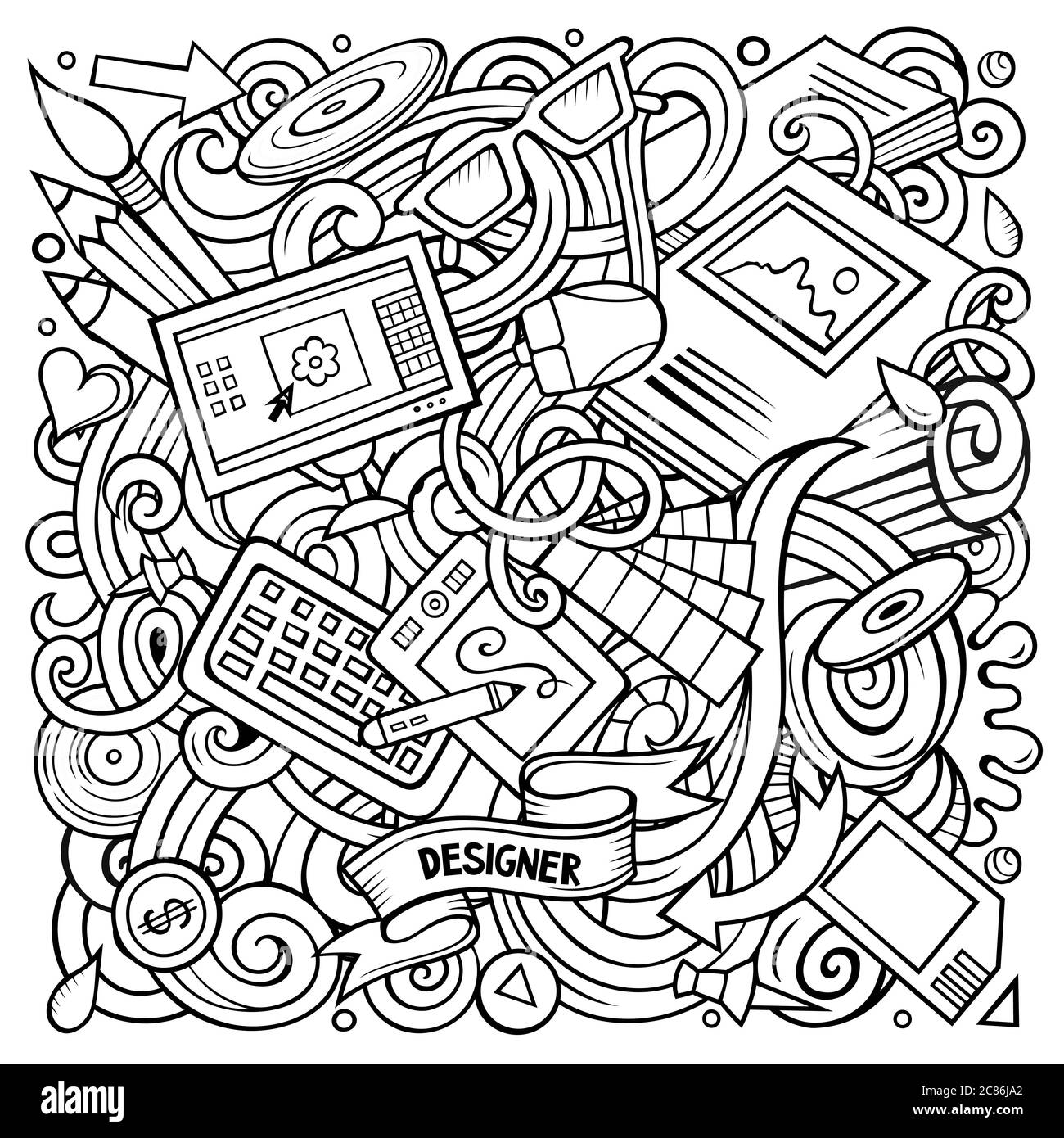 Cartoon vector doodles Art and Design illustration Stock Vector Image ...