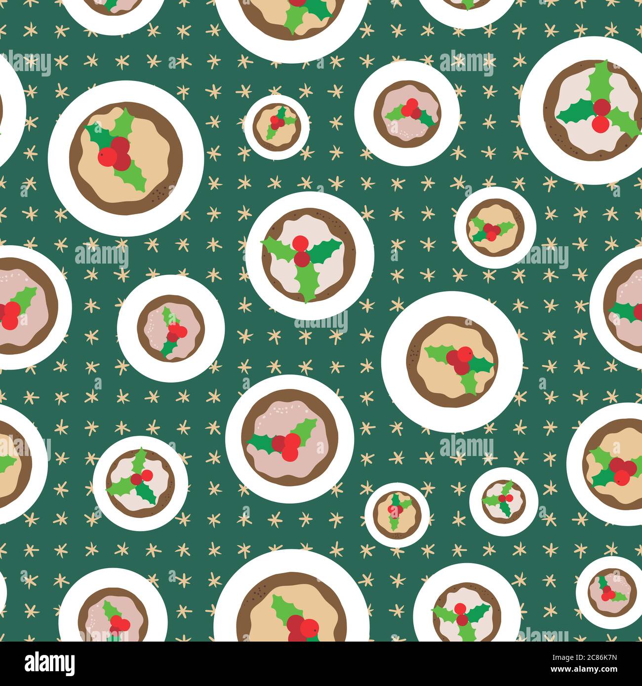 christmas pudding plates seamless vector pattern Stock Vector Image ...