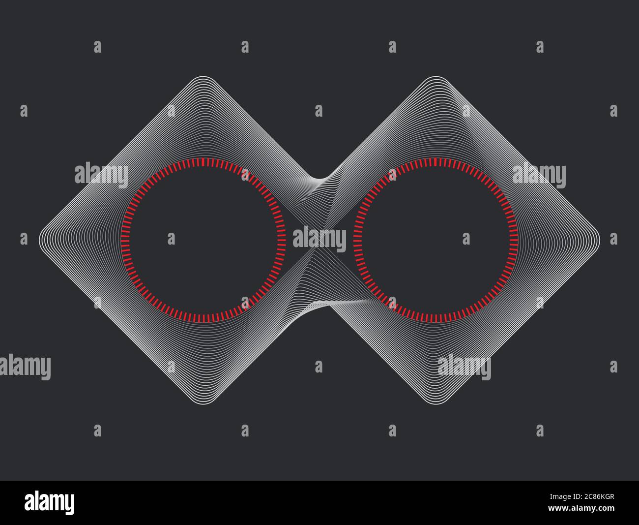 Geometric square and circle line style combination isolated on white ...