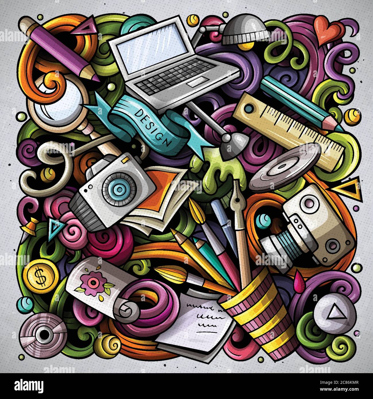 Cartoon vector doodles Art and Design illustration Stock Vector Image ...