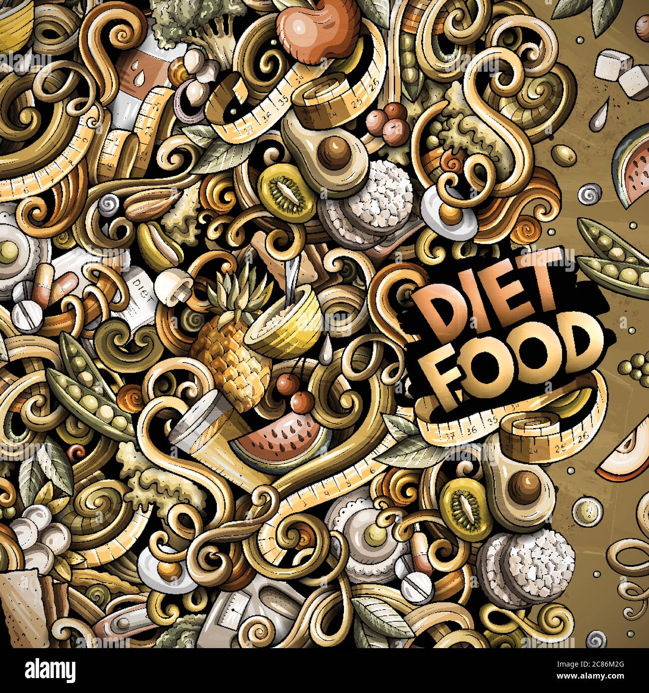 Cartoon vector doodles diet food frame Stock Vector Image & Art - Alamy