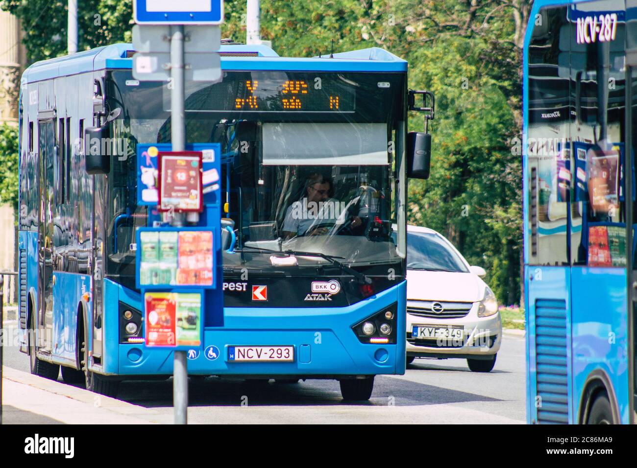 Budapest Hungary july 20, 2020 View of a traditional Hungarian city bus ...
