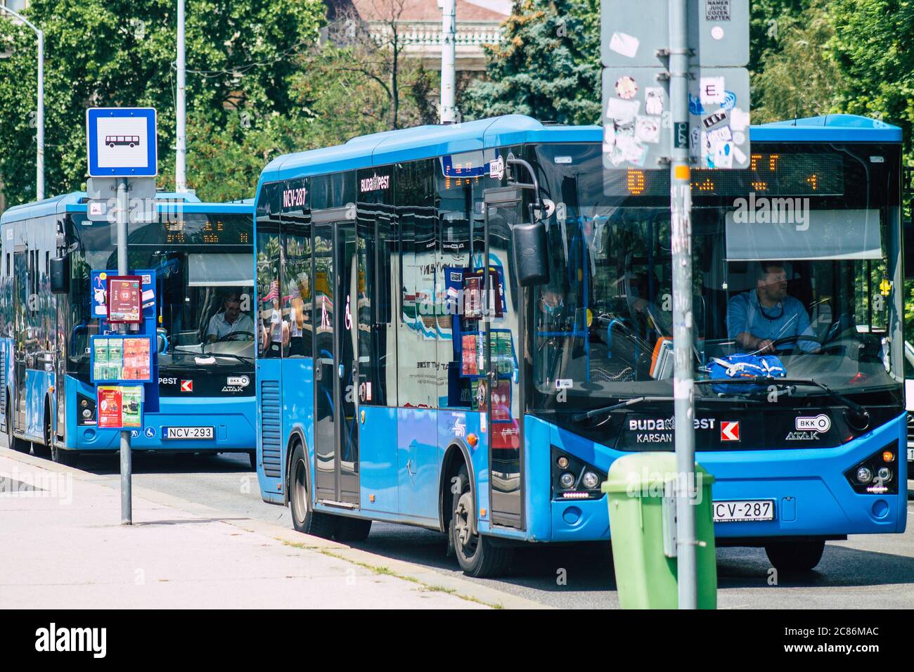 Budapest Hungary july 20, 2020 View of a traditional Hungarian city bus ...