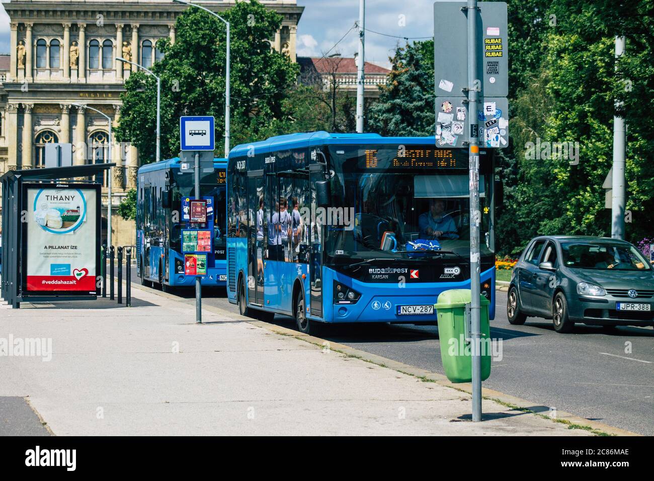 Budapest Hungary july 20, 2020 View of a traditional Hungarian city bus ...