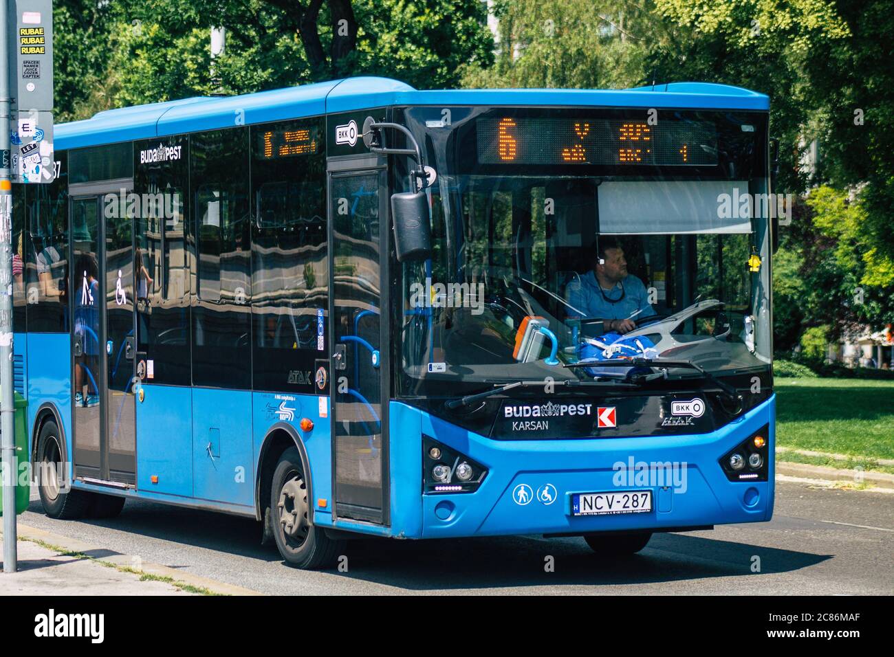 Budapest Hungary july 20, 2020 View of a traditional Hungarian city bus ...