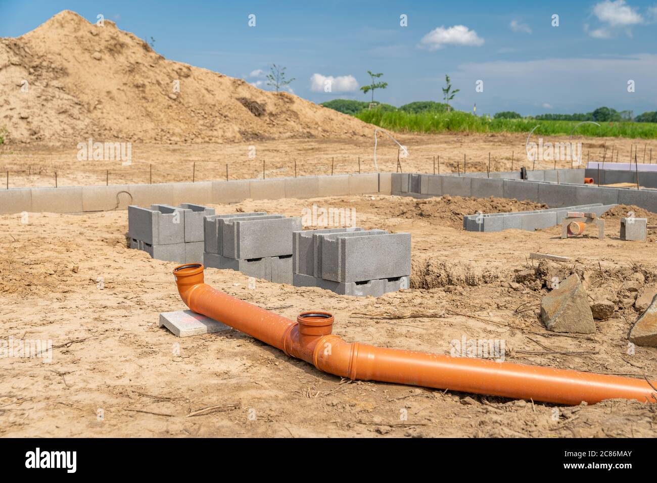 pipes for waste in the construction of a family house Stock Photo - Alamy