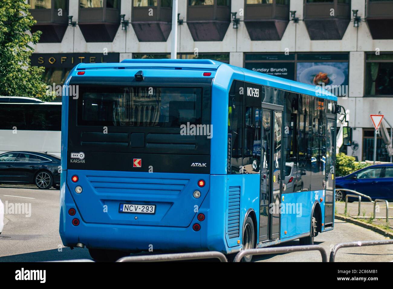 Budapest Hungary july 20, 2020 View of a traditional Hungarian city bus ...