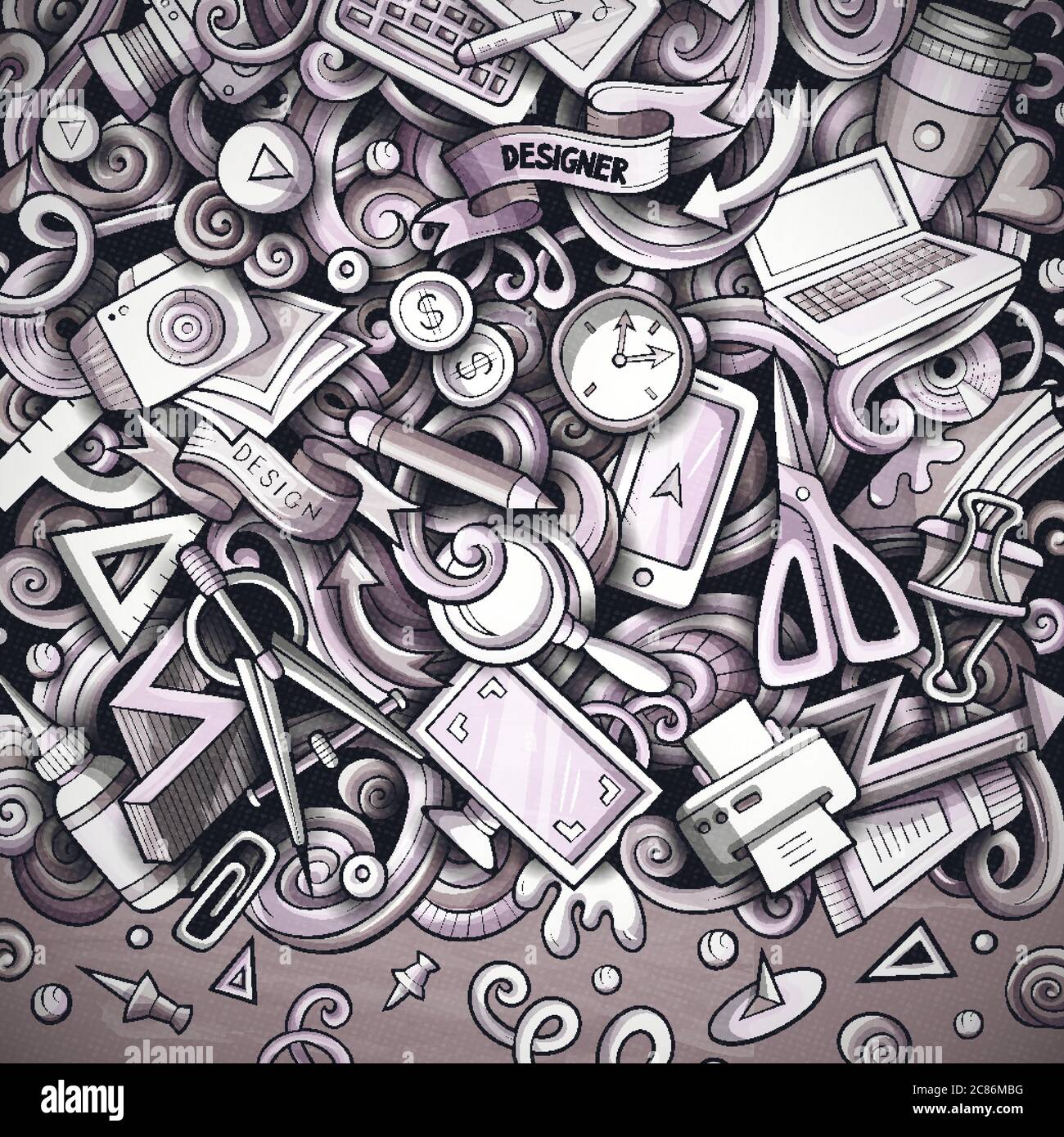 Cartoon vector doodles Design card. Graphics with lots of objects ...