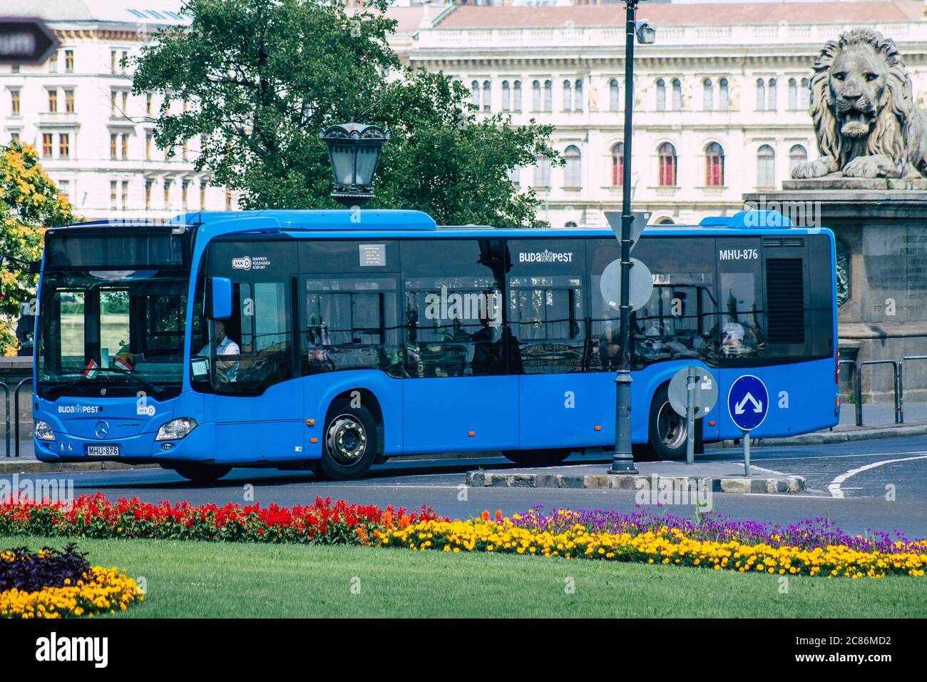 Budapest Hungary july 20, 2020 View of a traditional Hungarian city bus ...