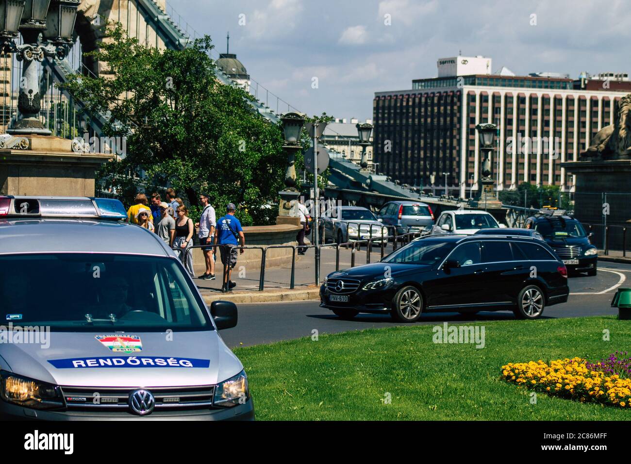 Budapest Hungary july 20, 2020 View of a traditional Hungarian police ...