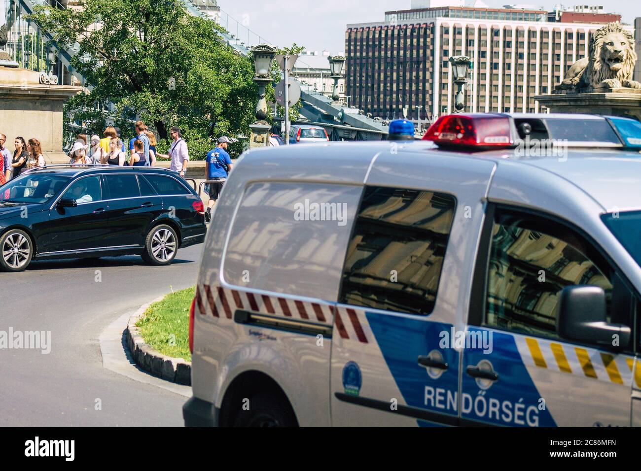 Budapest Hungary july 20, 2020 View of a traditional Hungarian police ...