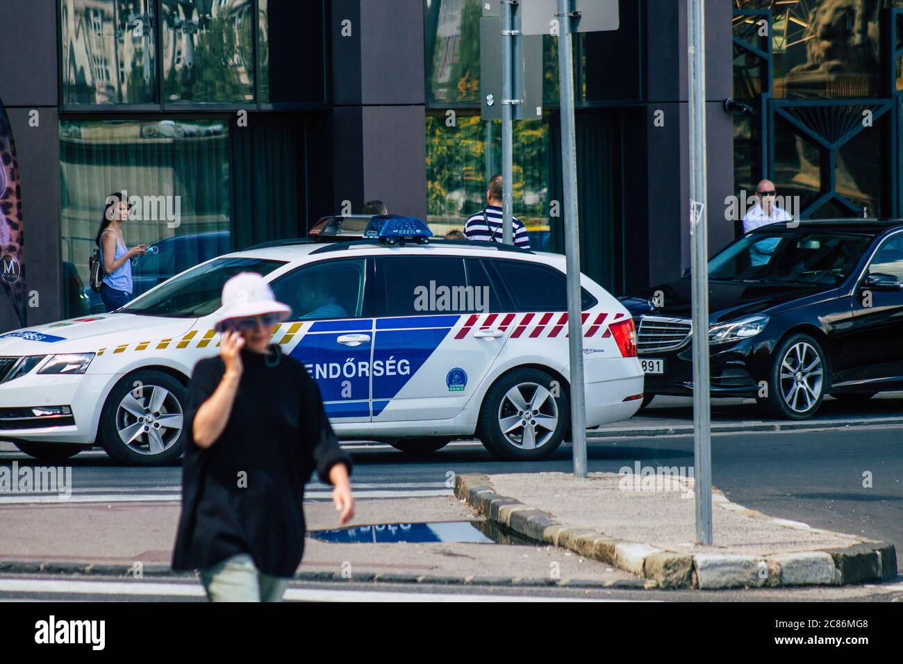 Budapest Hungary july 20, 2020 View of a traditional Hungarian police ...