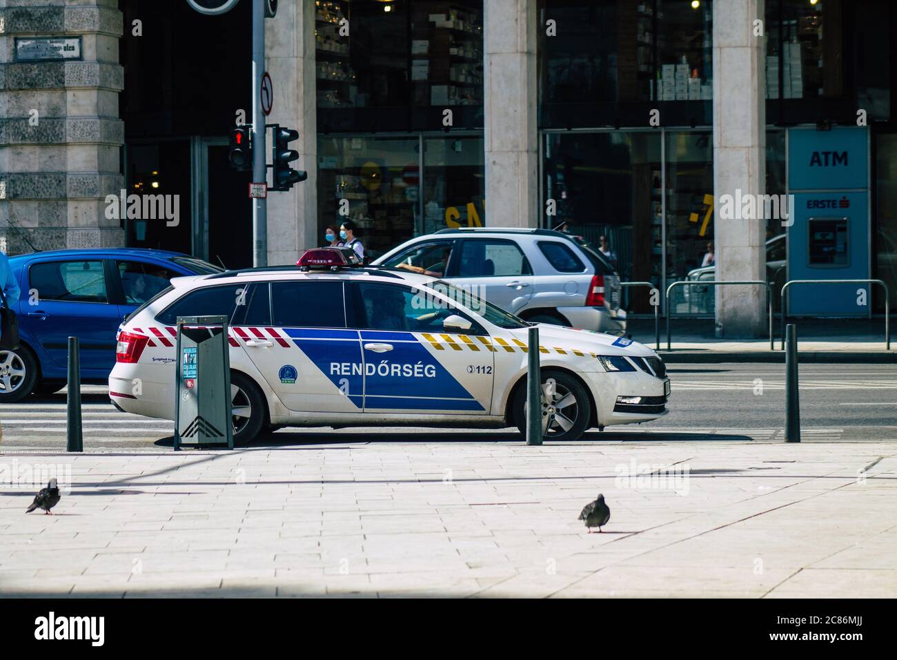 Budapest Hungary july 20, 2020 View of a traditional Hungarian police ...