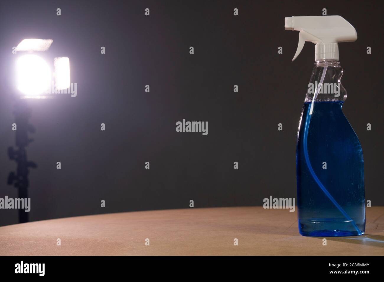 Blue Glass Cleaner Spray Spraying Dispersion Pulverizer Stock Photo - Alamy
