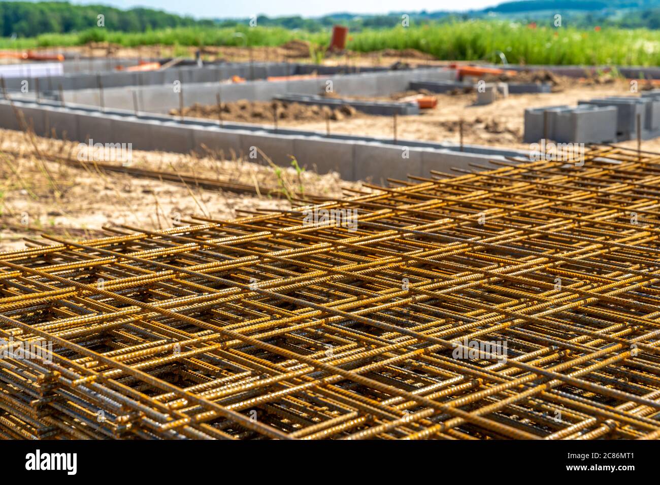 iron lattice for the foundation of a family house Stock Photo - Alamy