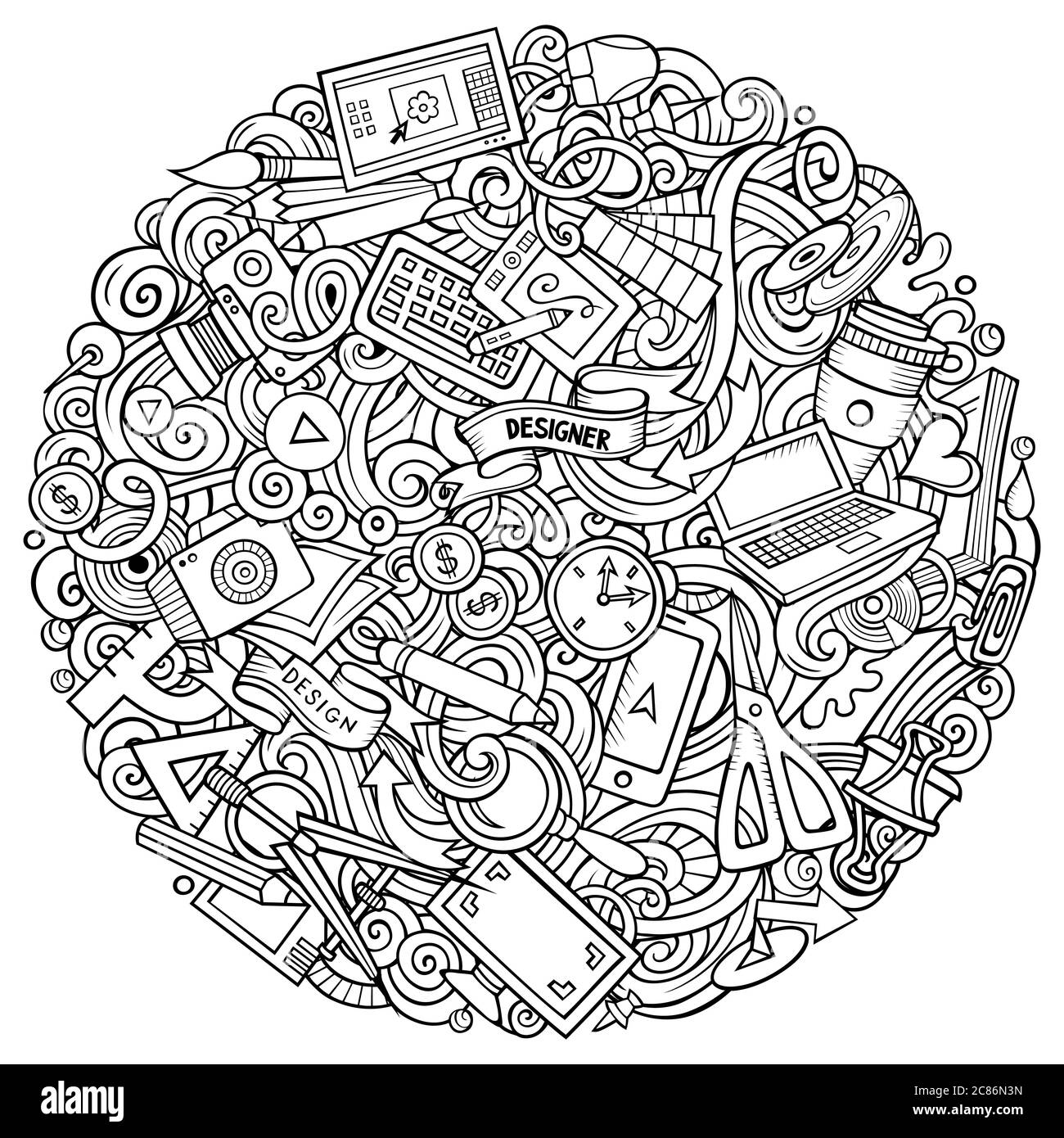 Cartoon vector doodles Art and Design illustration Stock Vector Image ...