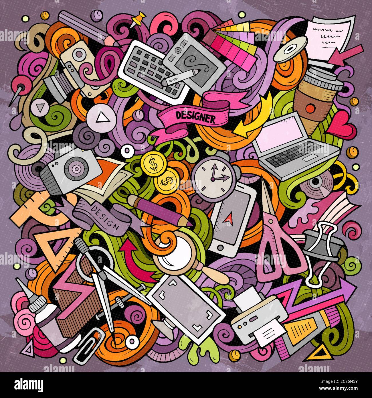 Cartoon vector doodles Art and Design illustration Stock Vector Image ...