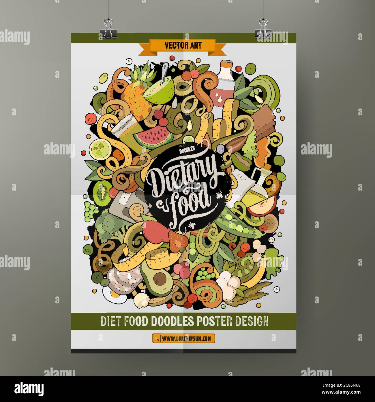 Cartoon hand drawn doodles Diet food poster design Stock Vector Image ...