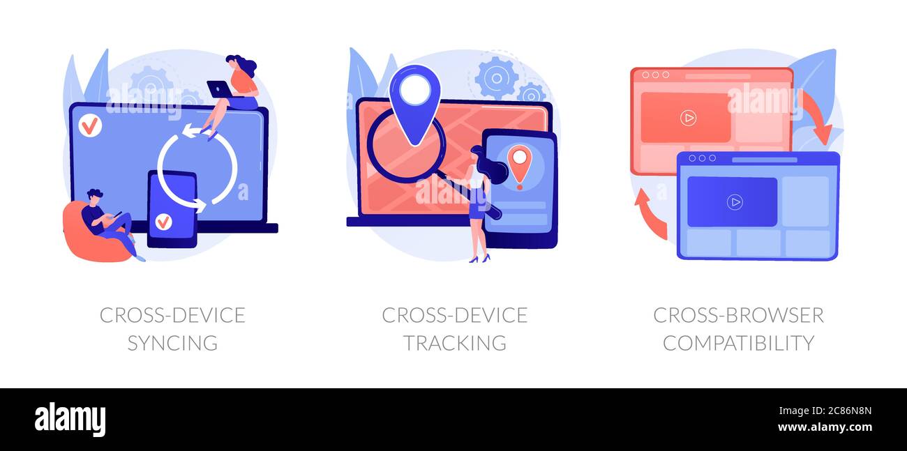 Cross-device using and operation vector concept metaphors Stock Vector ...