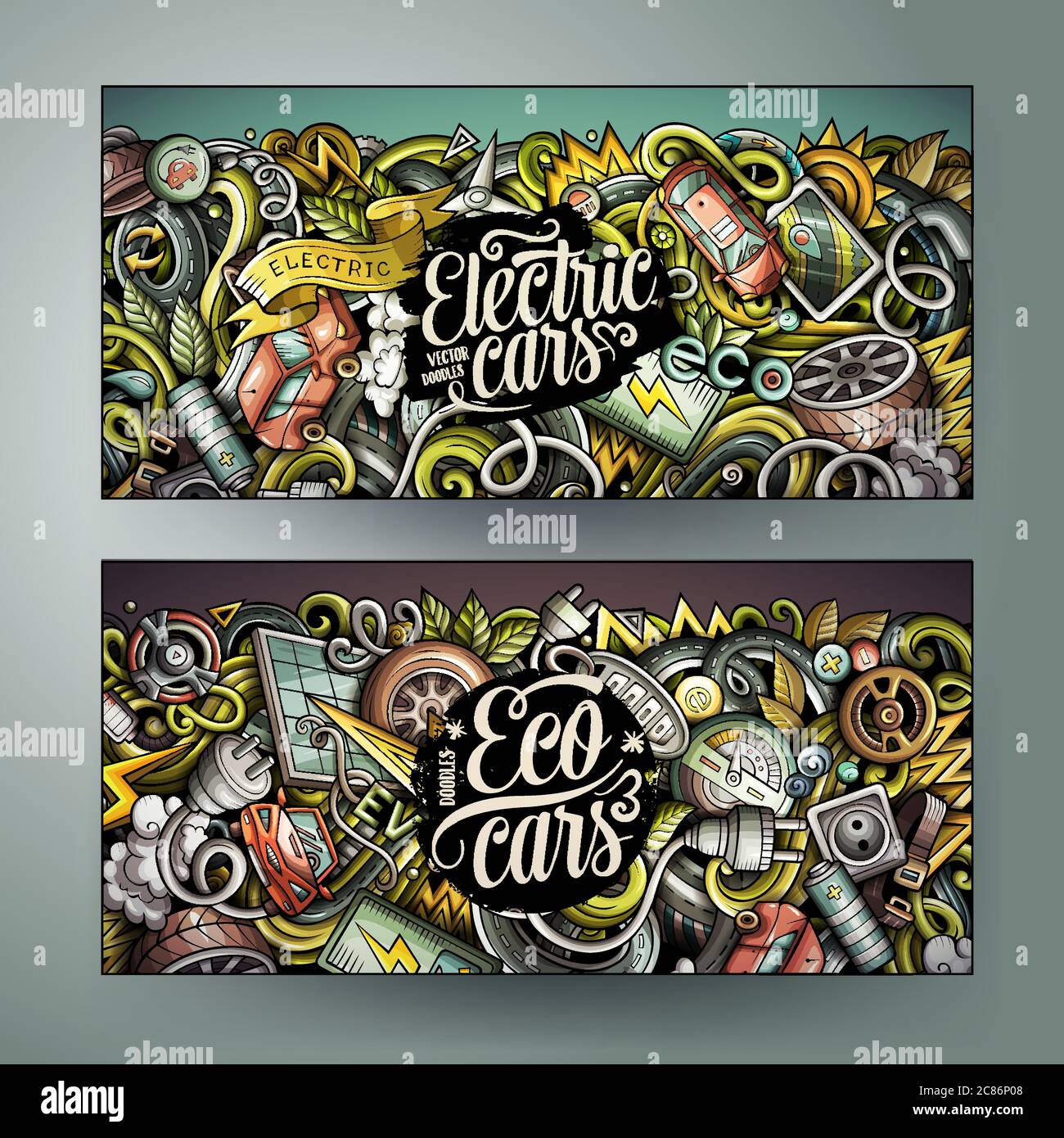 Cartoon doodles electric cars banners Stock Vector Image & Art - Alamy