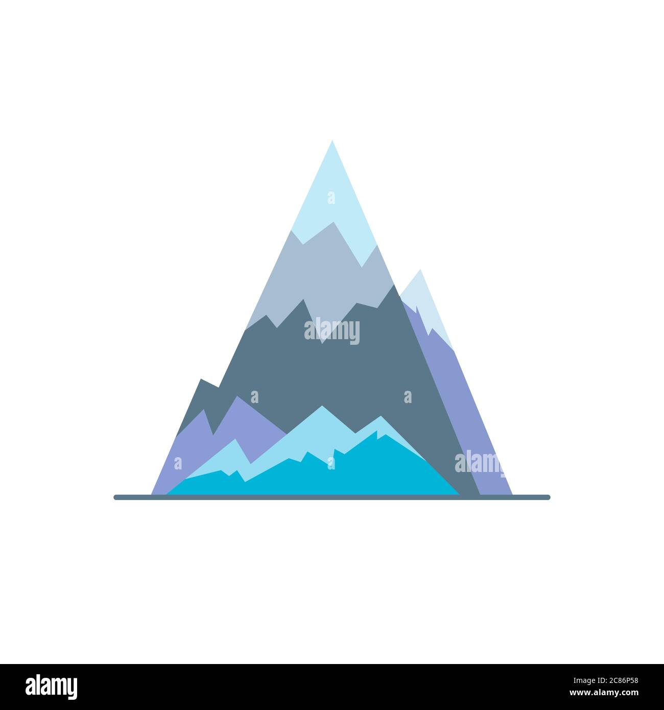 Ice mountain peak icon in flat style. Sharp rock symbol isolated on ...