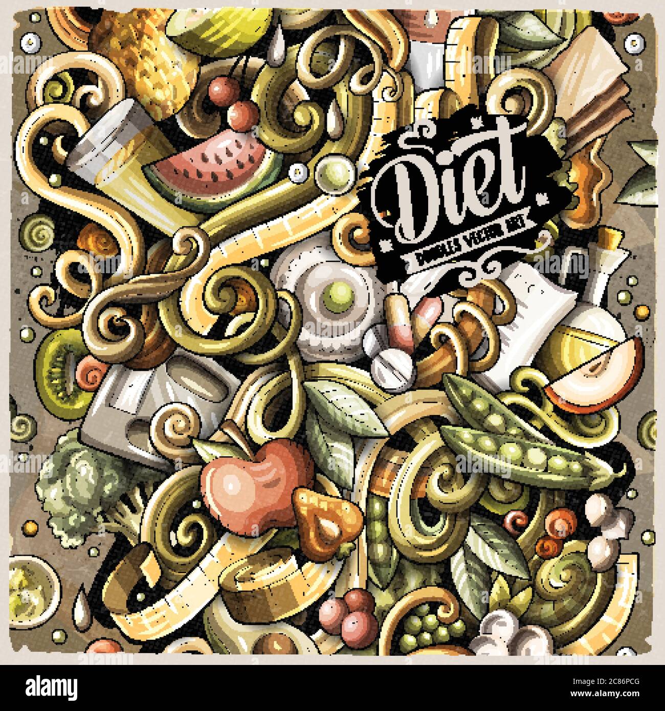 Cartoon vector doodles Diet food illustration Stock Vector Image & Art ...