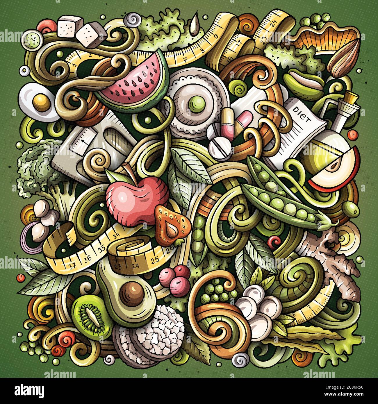 Cartoon vector doodles Diet food illustration Stock Vector Image & Art ...