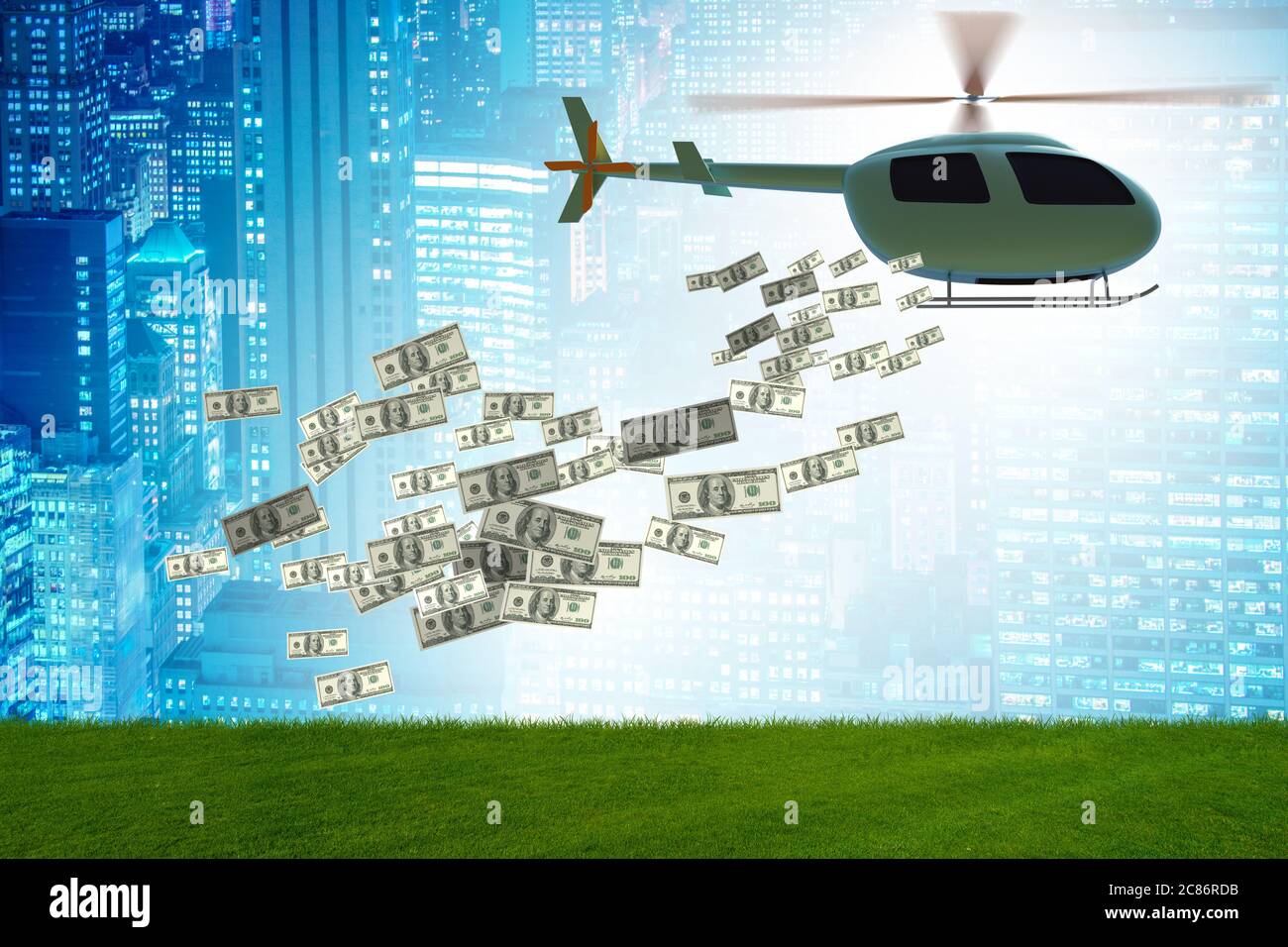 Concept of helicopter money in the economic stimulation Stock Photo - Alamy