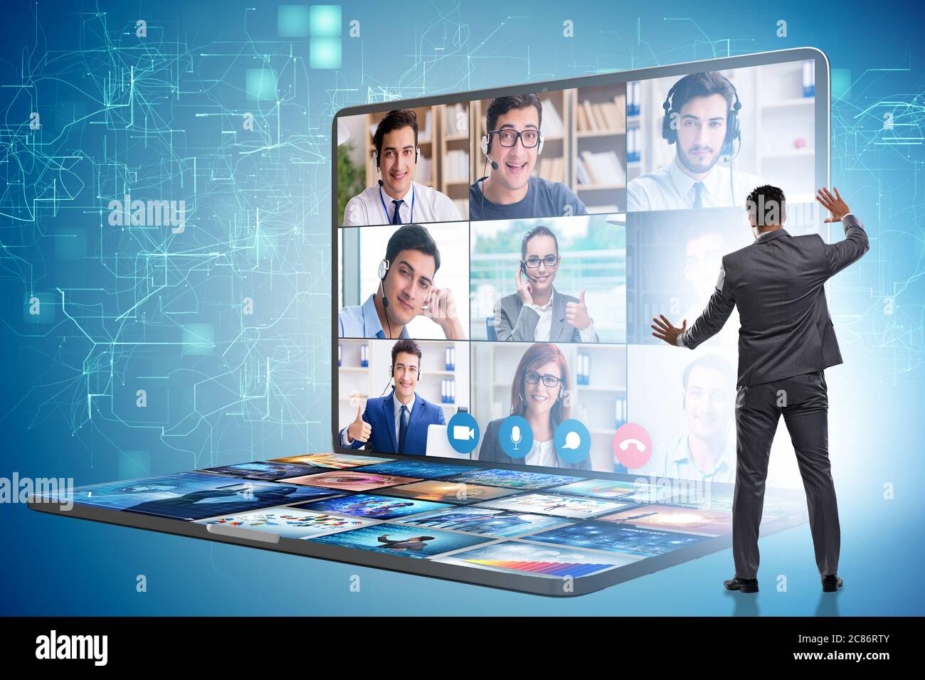 Concept of remote video conferencing during the pandemic Stock Photo ...
