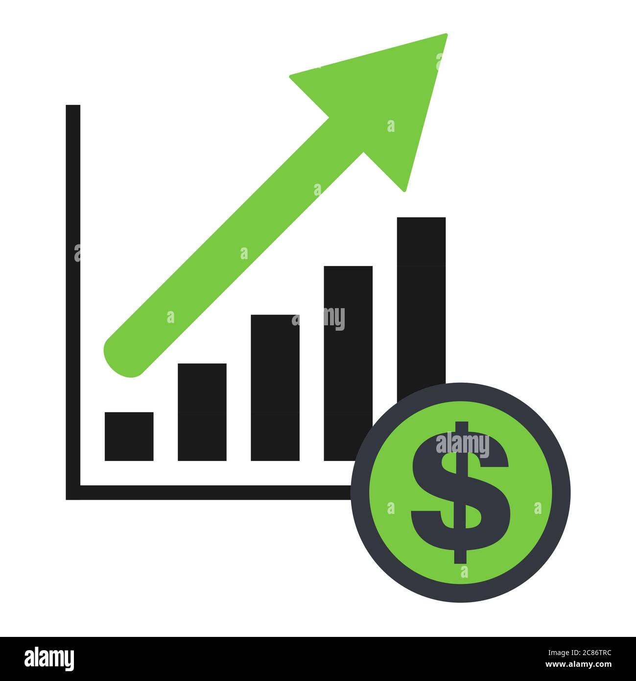 Growing economic symbol, flat modern icon, isolated on white background ...