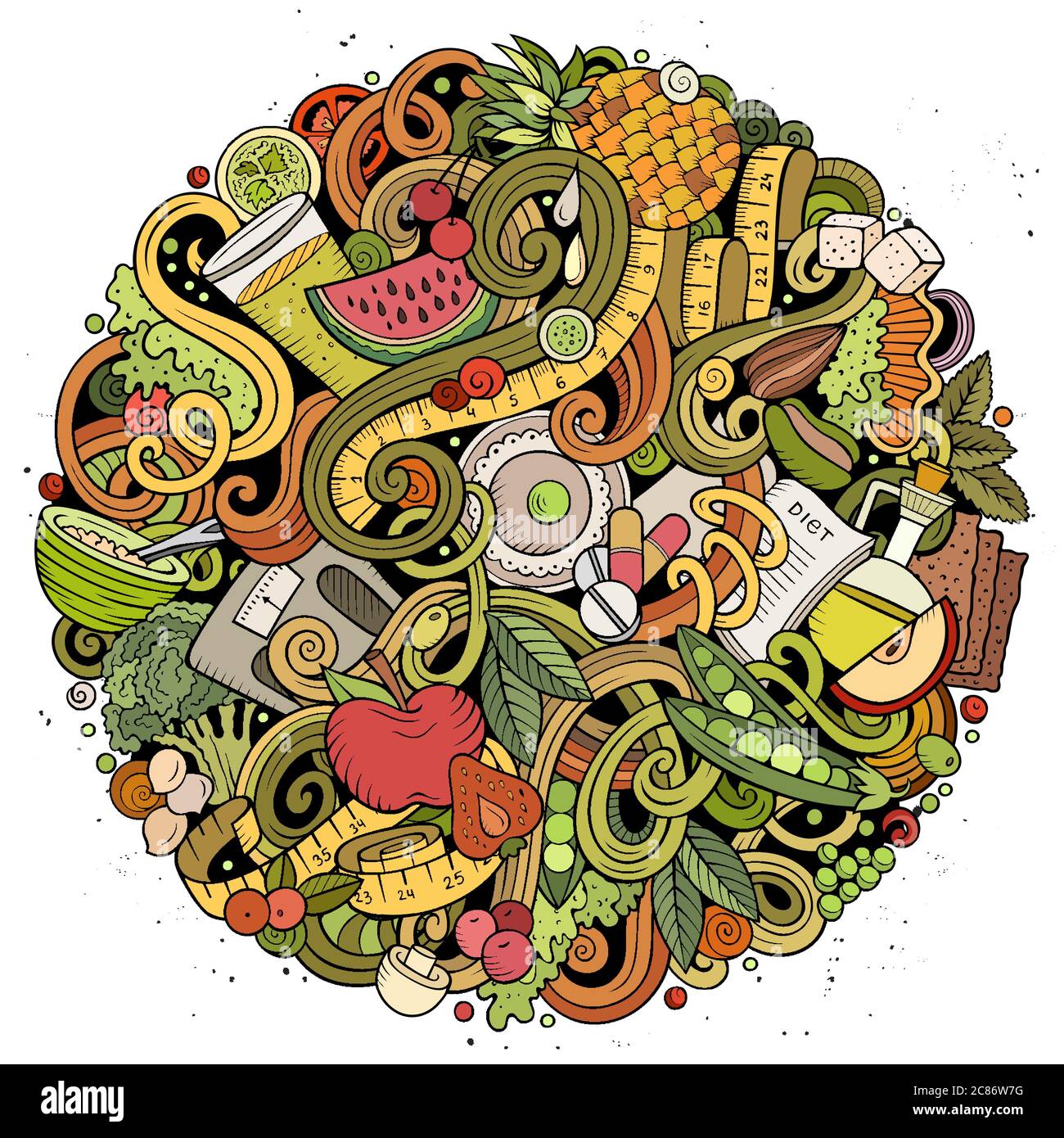 Cartoon vector doodles Diet food illustration Stock Vector Image & Art ...