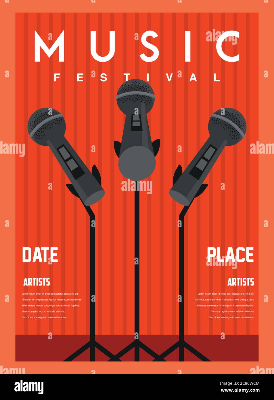 poster music festival, musical creative invitation vector illustration ...