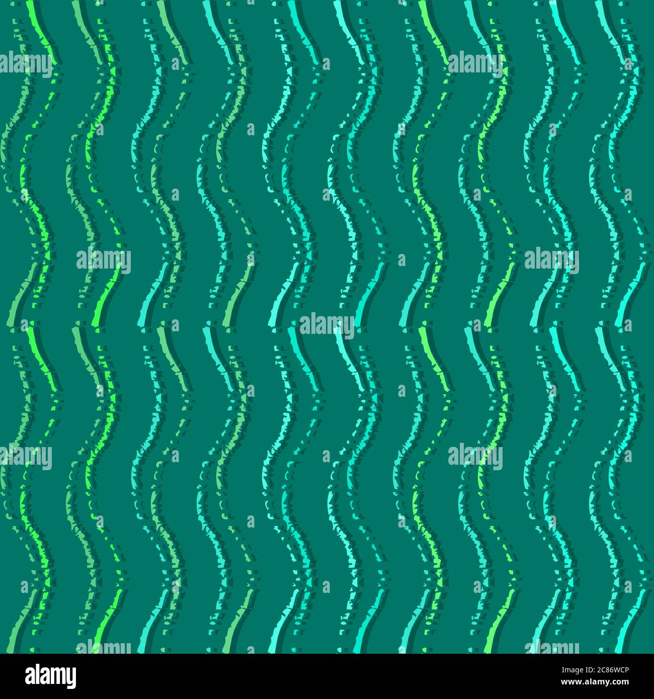 Green seamless pattern with hand drawn waves. Repeating texture with ...