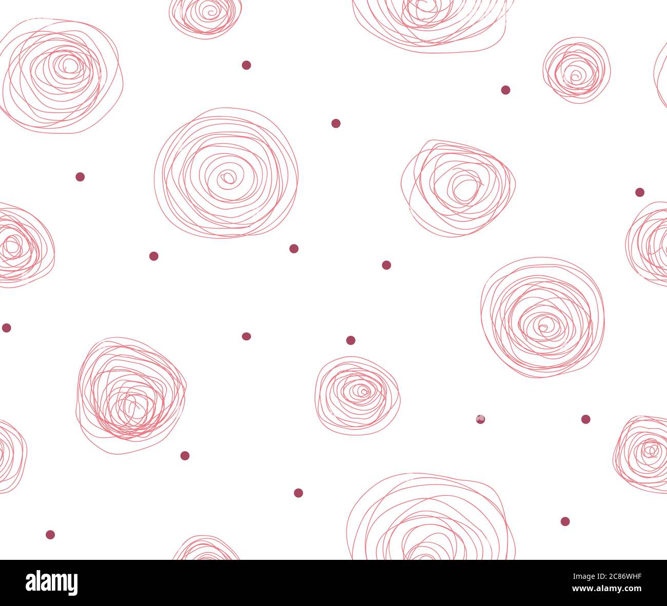 Seamlessly tileable pattern of scribble roses and dots Stock Photo - Alamy
