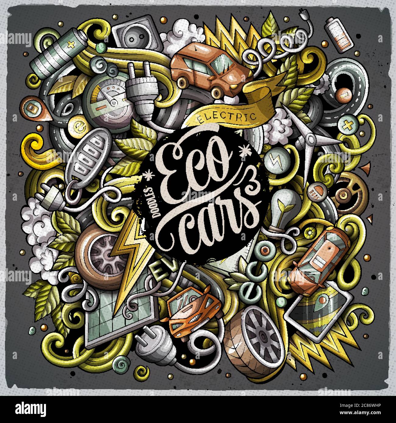 Cartoon vector doodles Electric cars illustration Stock Vector Image ...