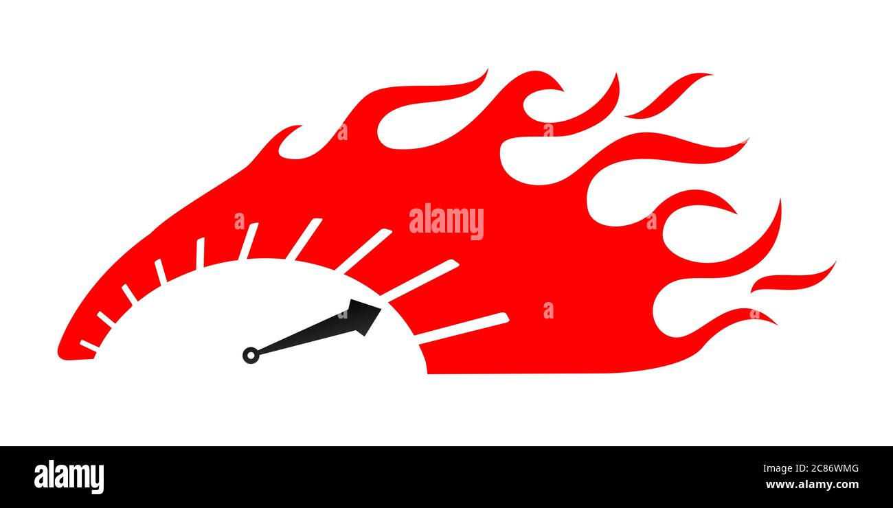 Stylized speedometer on fire suggesting extreme speed Stock Photo - Alamy