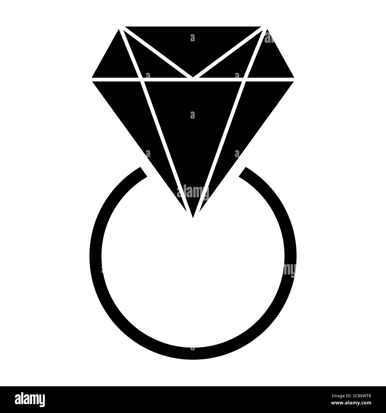 Diamond ring flat icon vector. Web symbol. Perfect Black pictogram ...