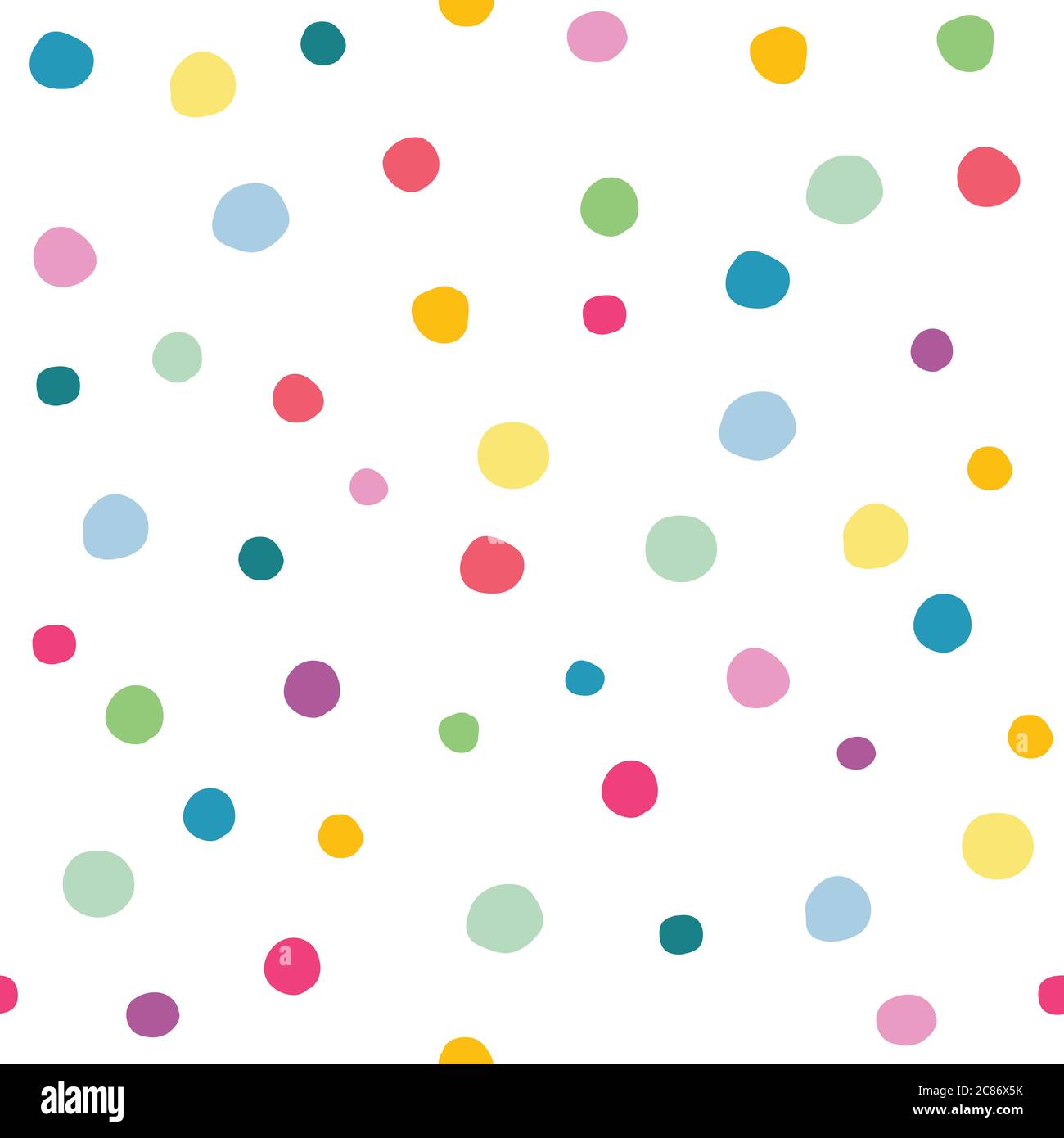 Cute and fun seamless pattern with imperfect colorful dots, pastel ...