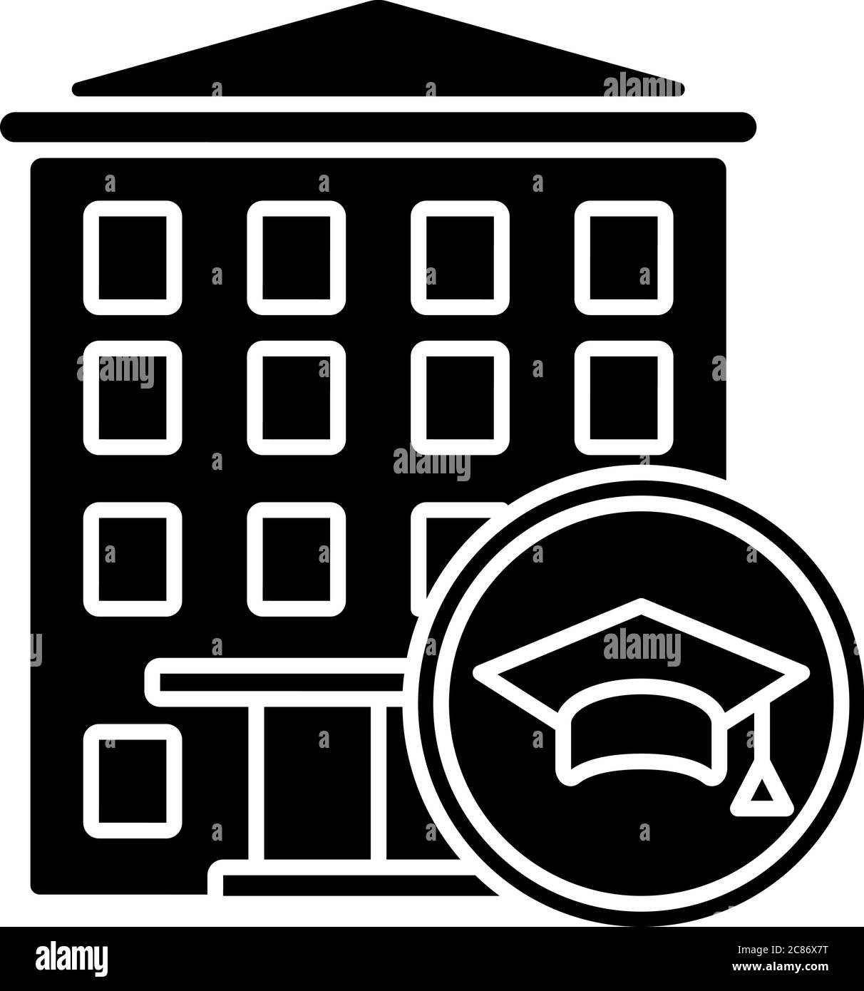 Dormitory black glyph icon. Students residence hall. Accommodation for ...